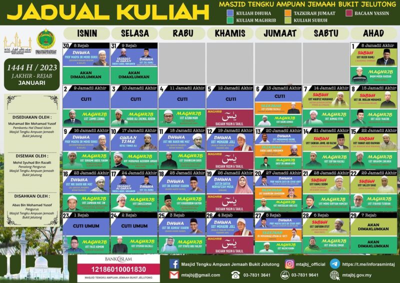 JADUAL KULIAH JAN 2023 – mtajbj.gov.my